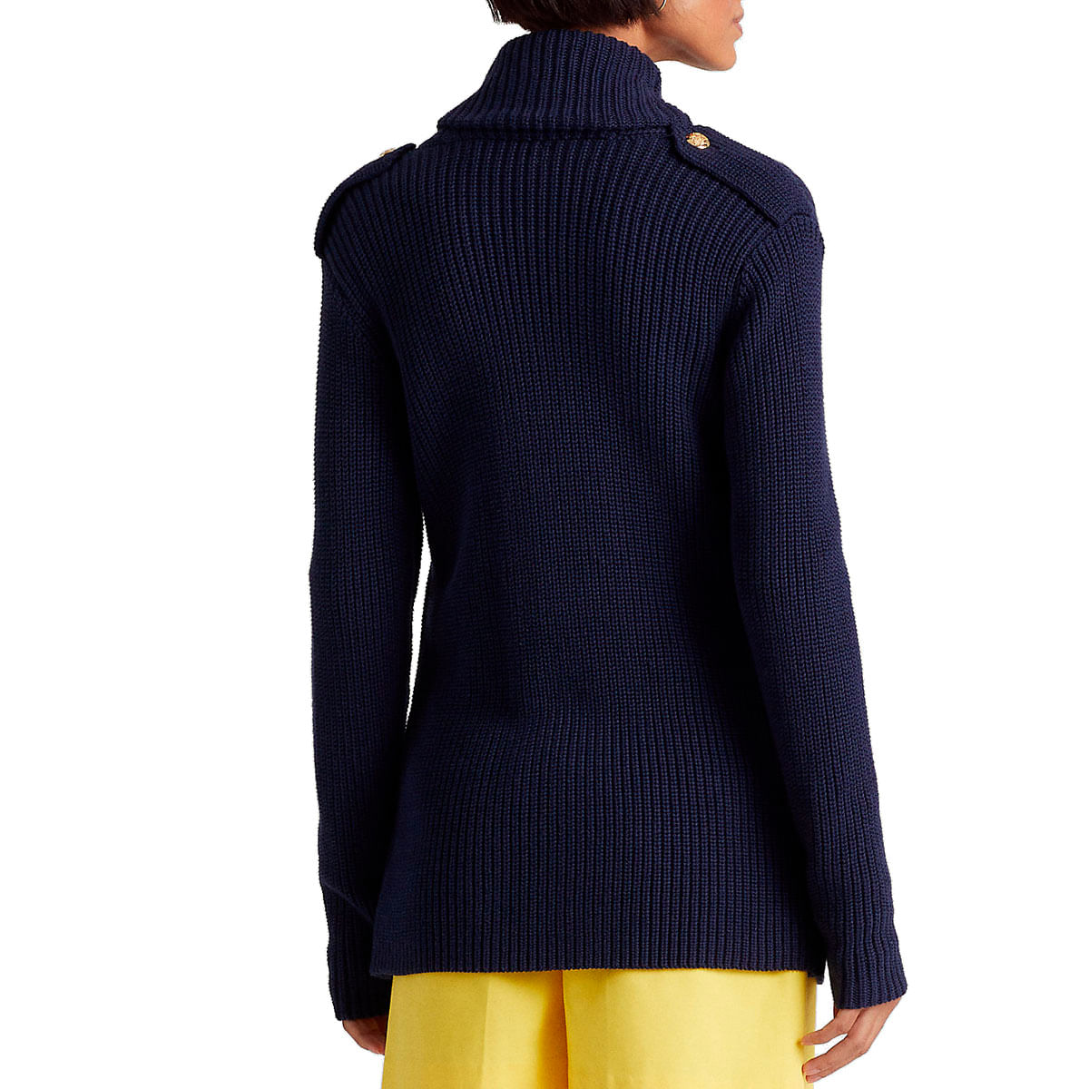 POLO RALPH LAUREN - Blue knit jacket with golden buttons on Arteni.it