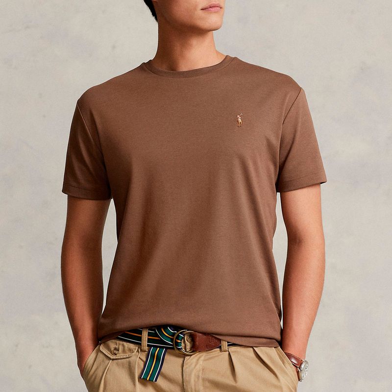 POLO RALPH LAUREN - T-shirt marrone Custom Slim-Fit su Arteni.it