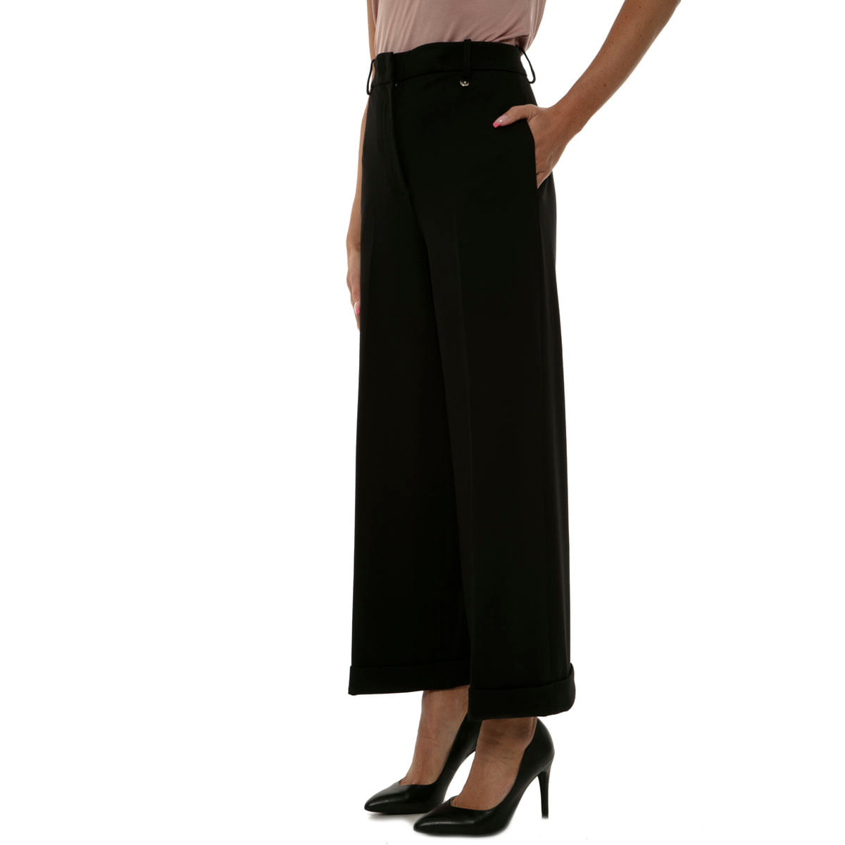 Liu-Jo - Pantalone dritto in jersey di viscosa su Arteni.it