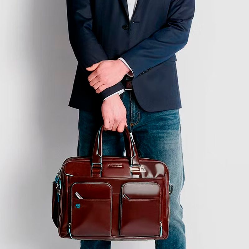 Piquadro - Blue Square leather briefcase on Arteni.it