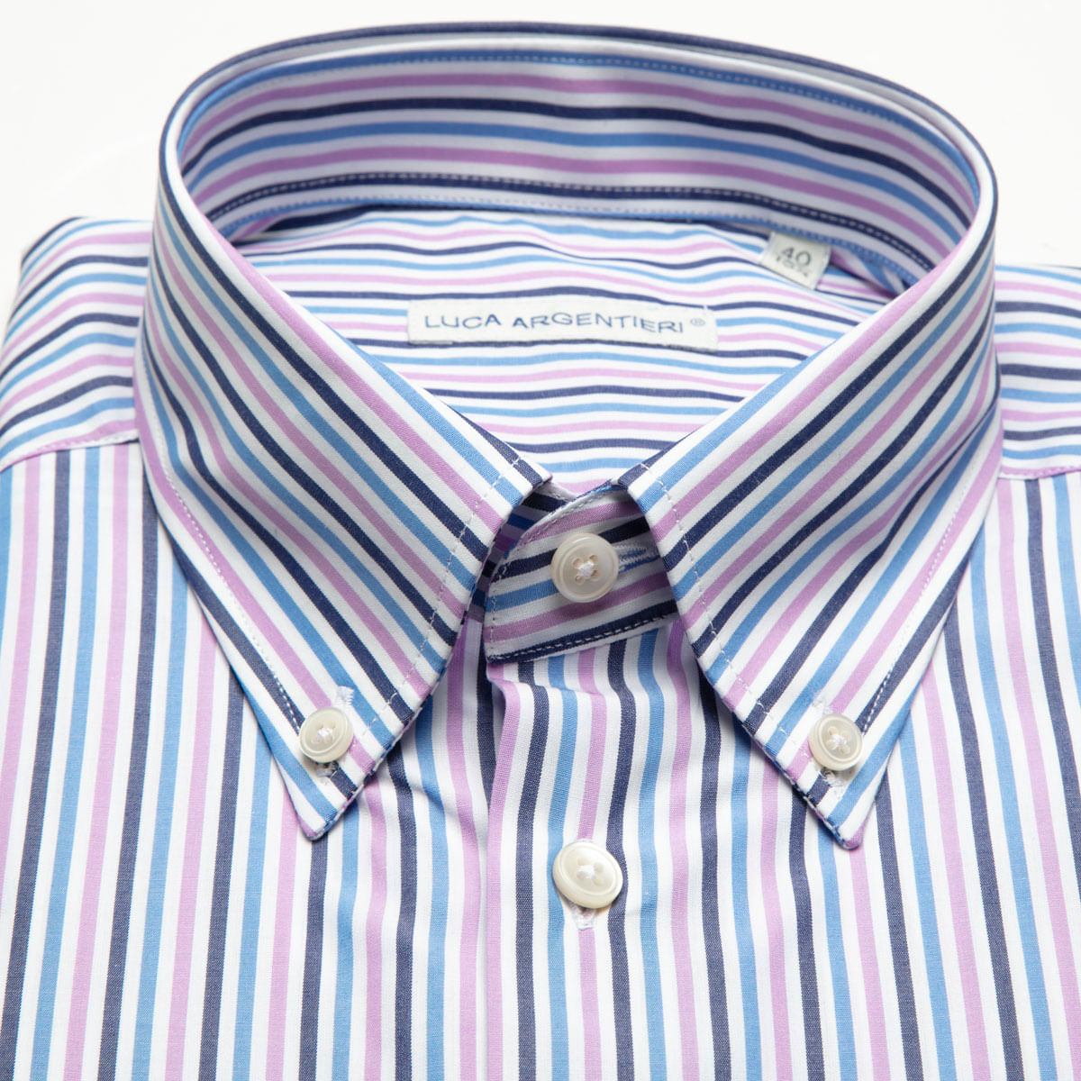 Luca Argentieri - Camicia button-down a righe colorate su Arteni.it