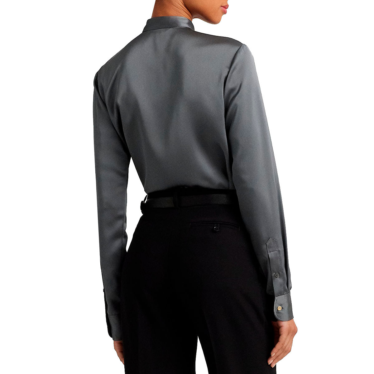 Polo Ralph Lauren - Camicia grigia in raso con volant su Arteni.it