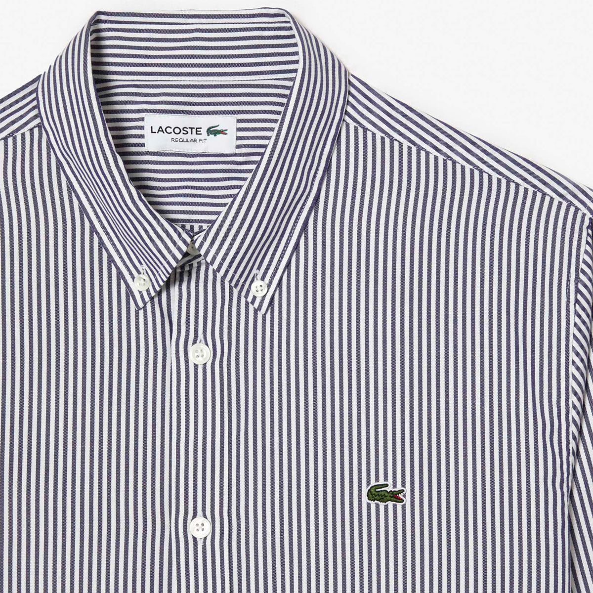 Lacoste - Camicia a righe regular fit con coccodrillo su Arteni.it