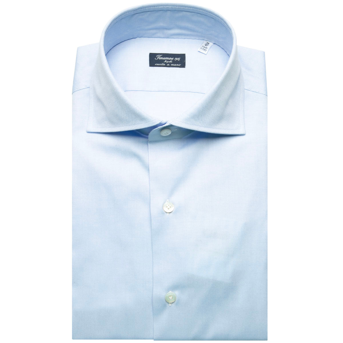 Finamore - Hand-stitched light blue Eduardo shirt on Arteni.it