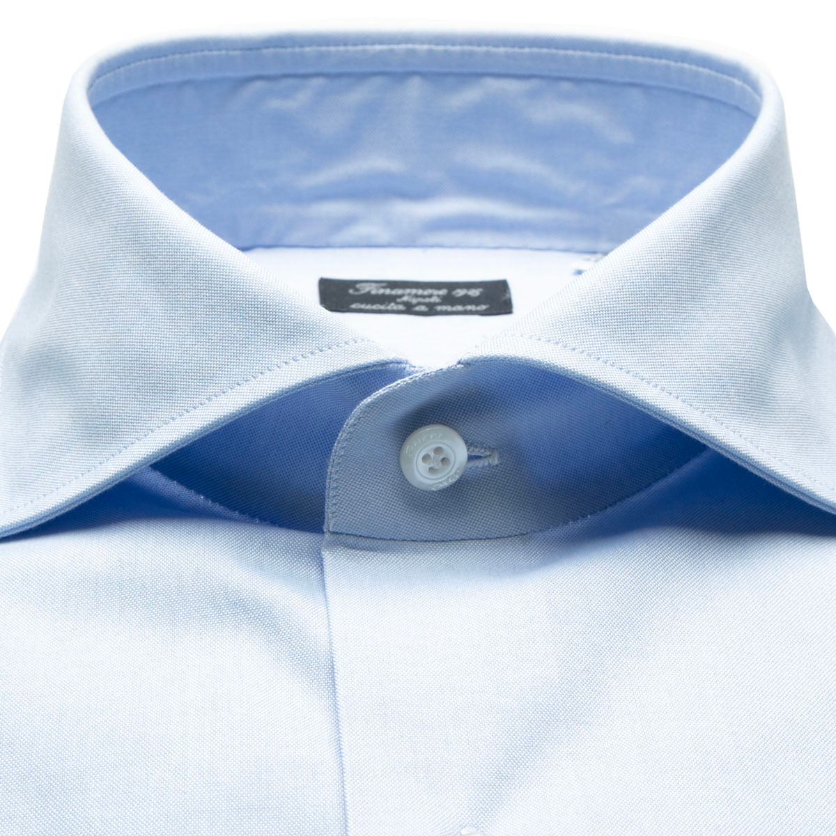 Finamore - Hand-stitched light blue Eduardo shirt on Arteni.it
