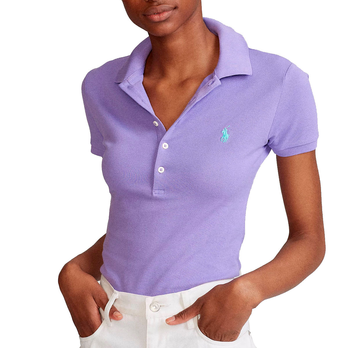 Polo Ralph Lauren - Slim fit stretch purple polo with pony su Arteni.it