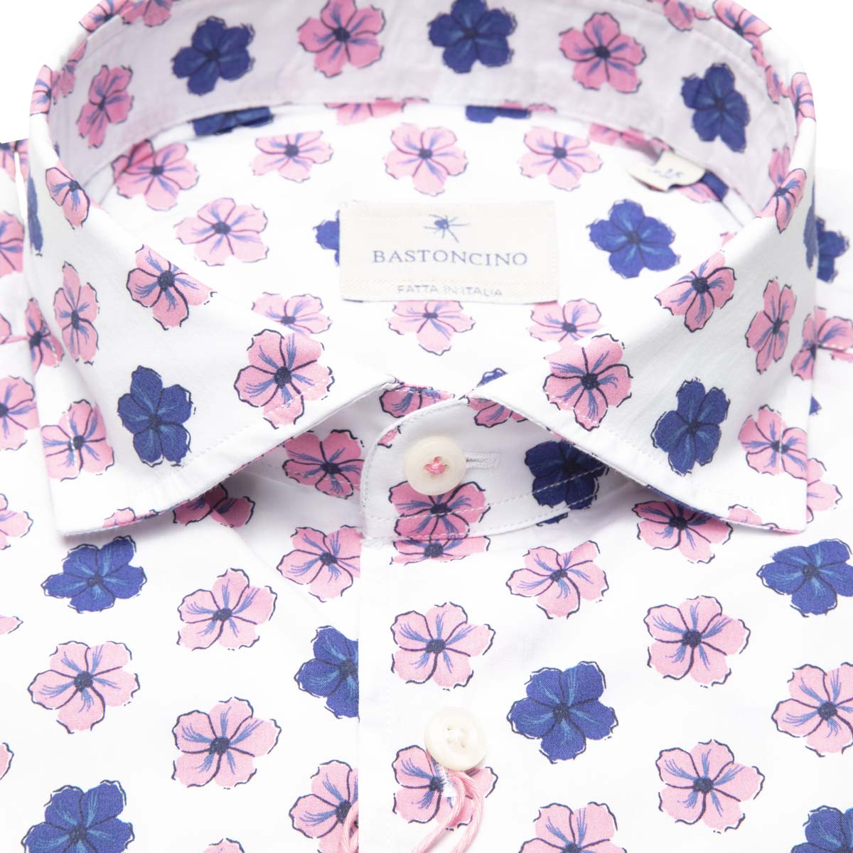 Bastoncino - Simo White Shirt S/L with floral pattern on Arteni.it