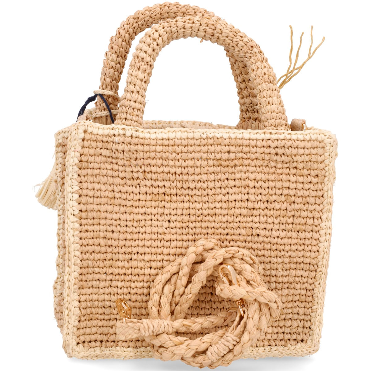 MC2 Saint Barth - Borsa Mini Vanity in rafia beige con logo su Arteni.it