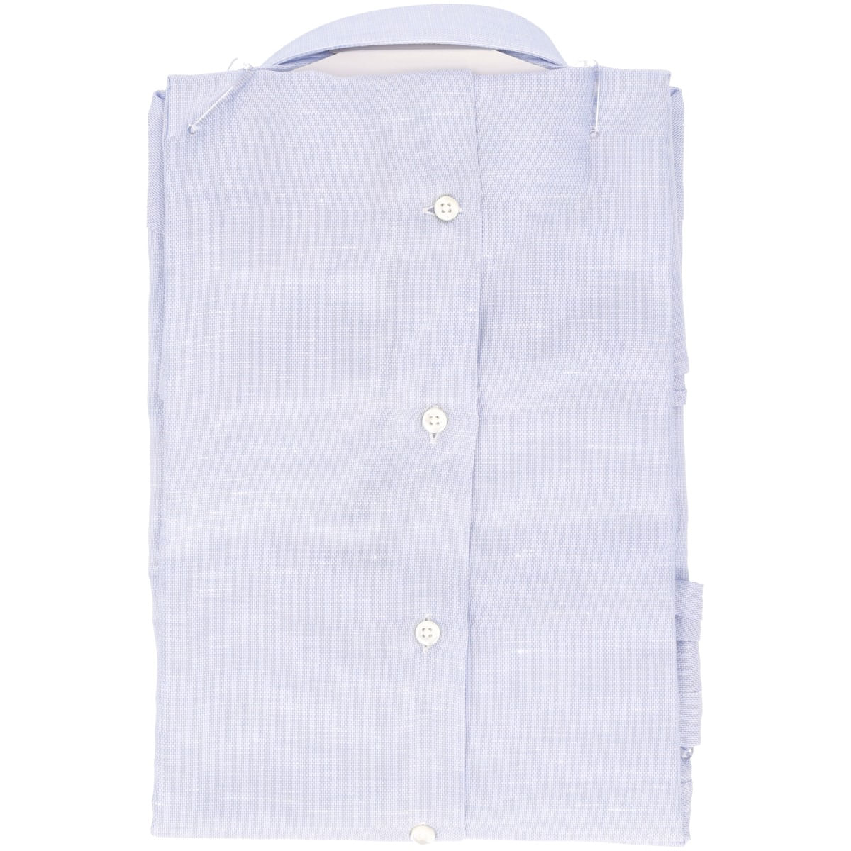 Canali - Camicia azzurra slim fit in cotone e lino su Arteni.it