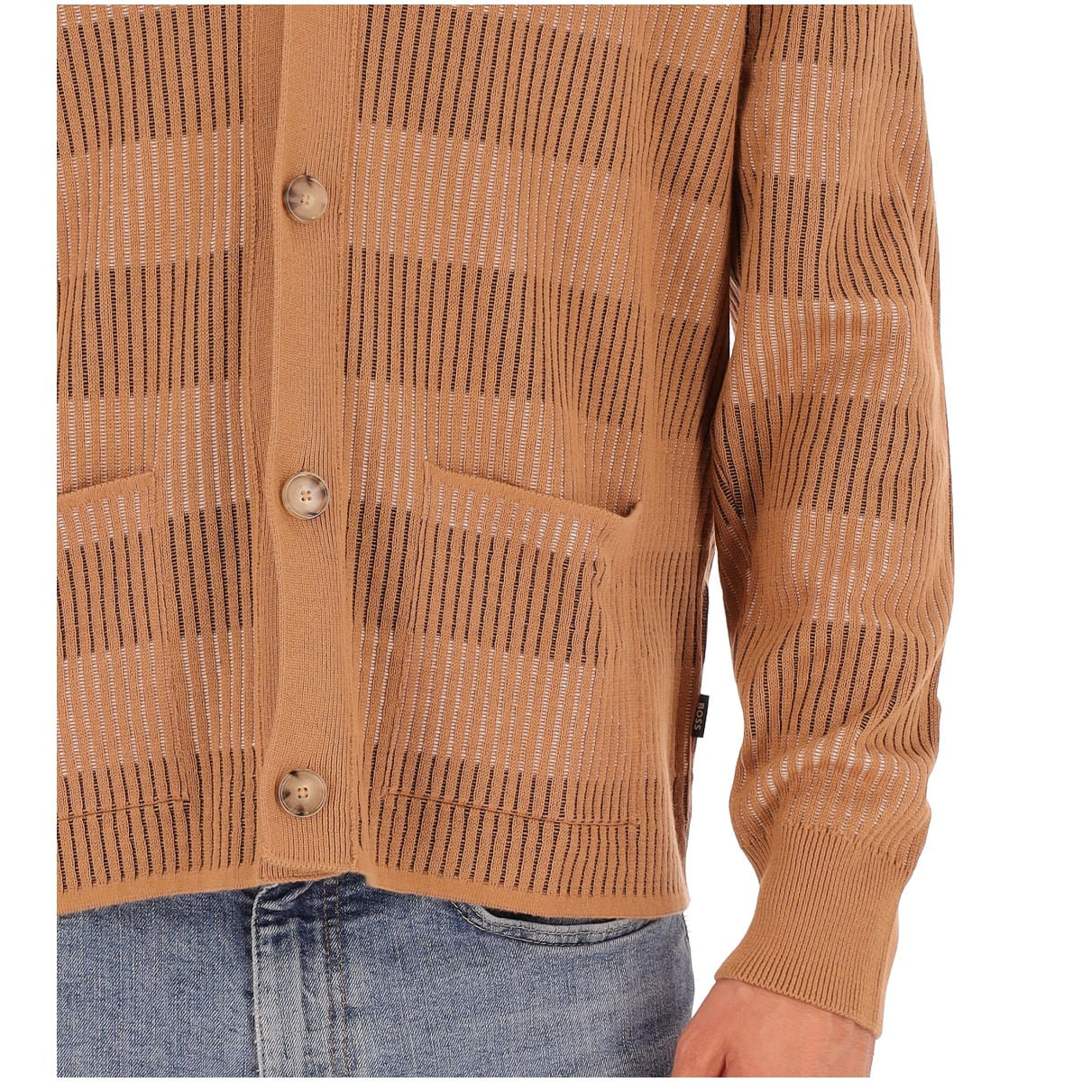 BOSS - Camel striped cotton cardigan on arteni.it
