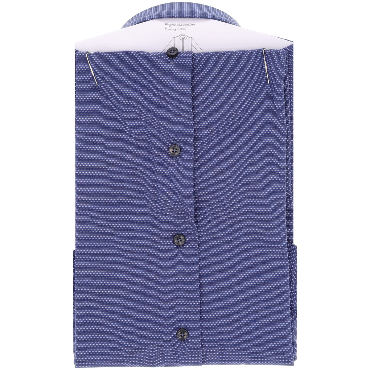 Xacus - Slim fit shirt in supercotton with blue micro-pattern on Arteni.it