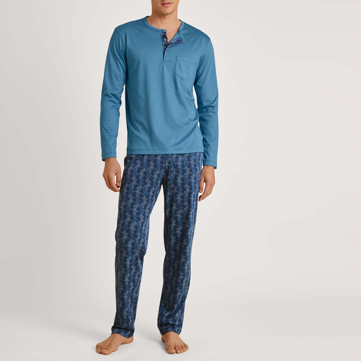 Calida - Relax Imprint 1 long blue pajamas on Arteni.it