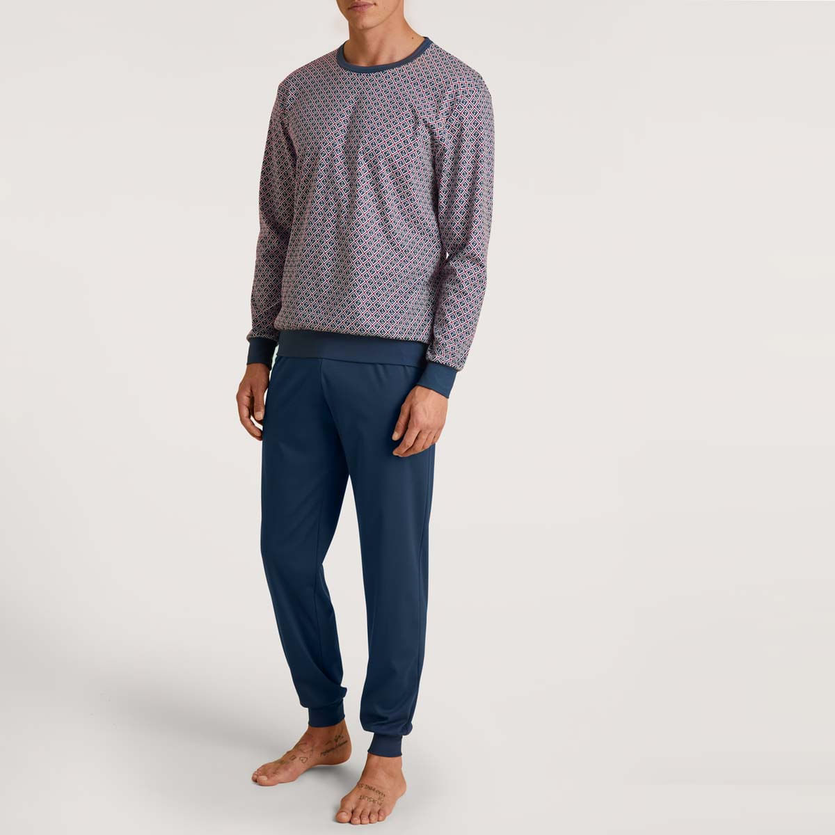 Calida - Relax Streamline 2 pajamas with blue trousers and patterned ...