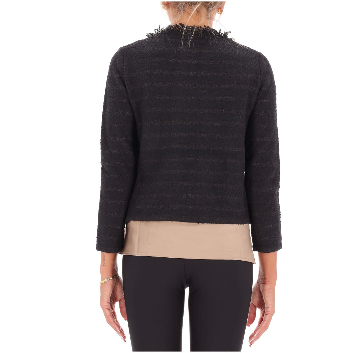 EMME Marella - Ofelia cardigan with fringes and lurex on Arteni.it