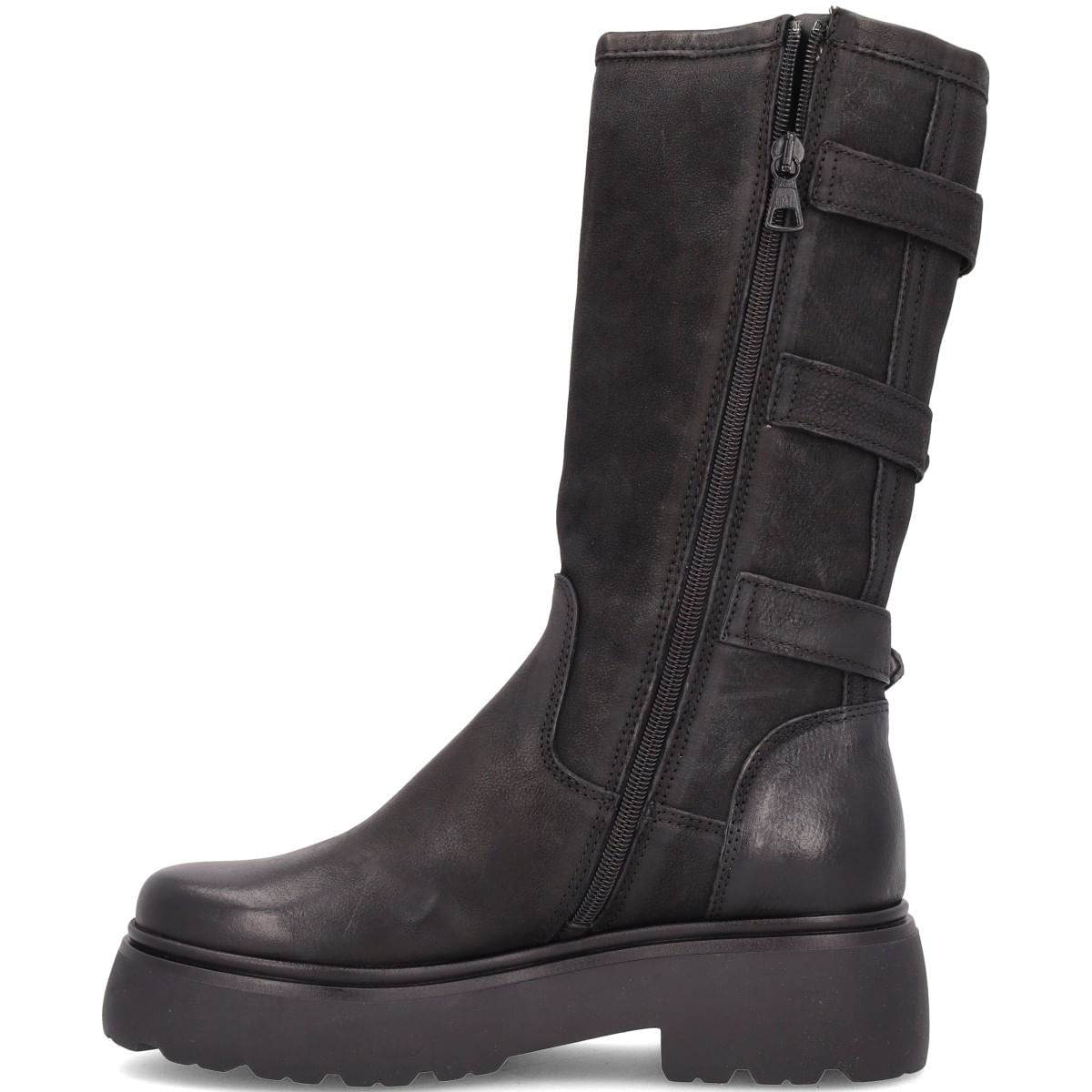 MJUS - Black ankle boot with zip and hooks on Arteni.it