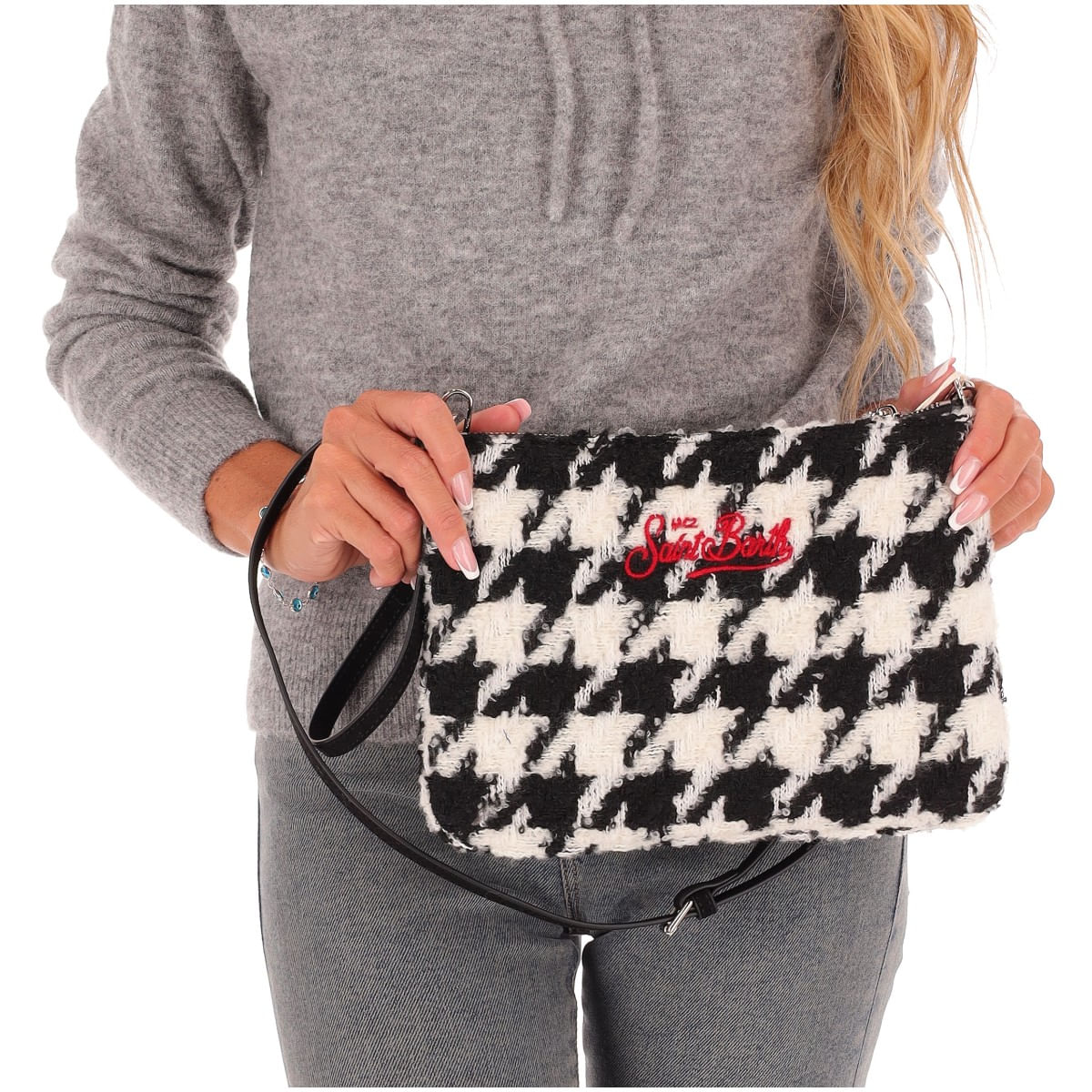 MC2 Saint Barth - White and black Parisian pouch on Arteni.it