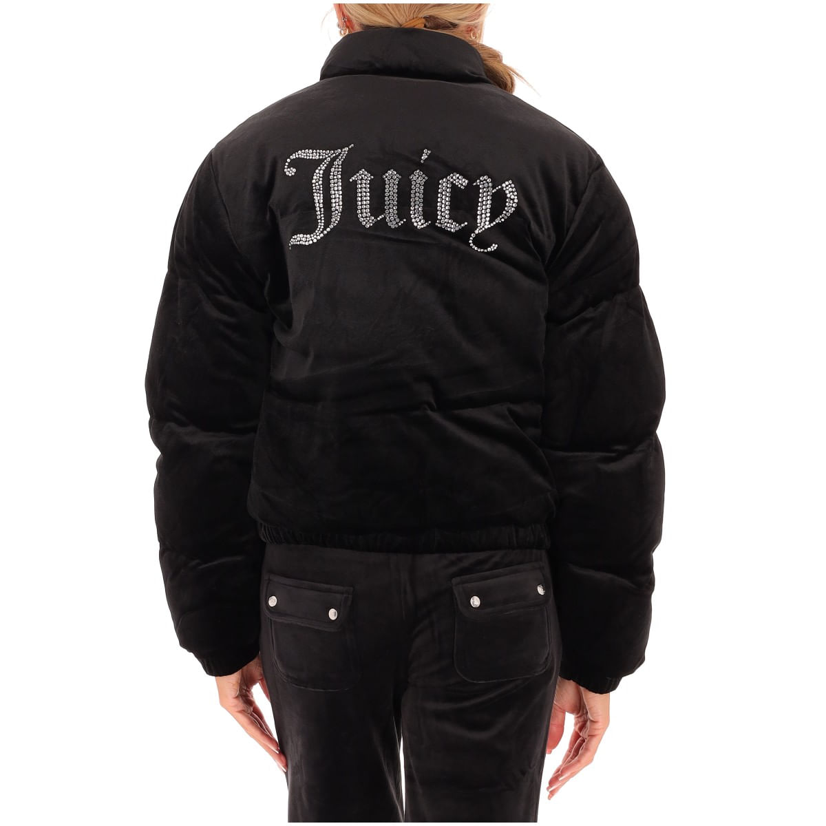 Juicy Couture - Black Chenille Jacket with Rhinestone Logo on Arteni.it