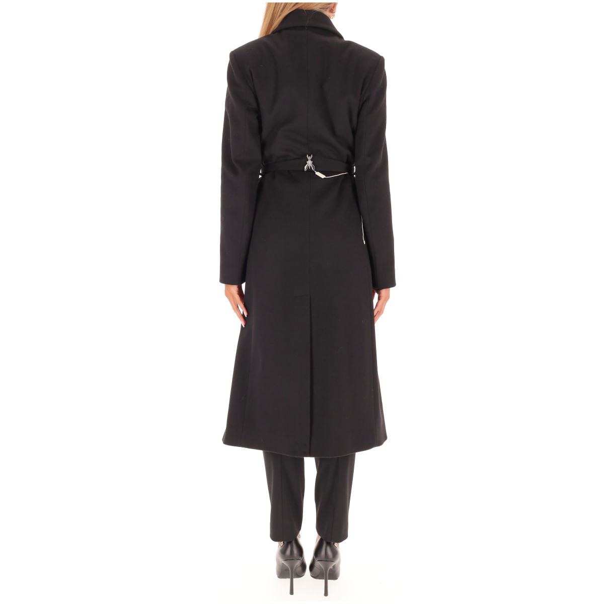 PATRIZIA PEPE - Long black coat in wool blend with belt on arteni.it