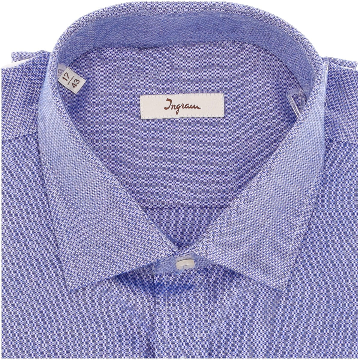 Ingram - Classic Fit Blue Cotton Shirt on Arteni.it