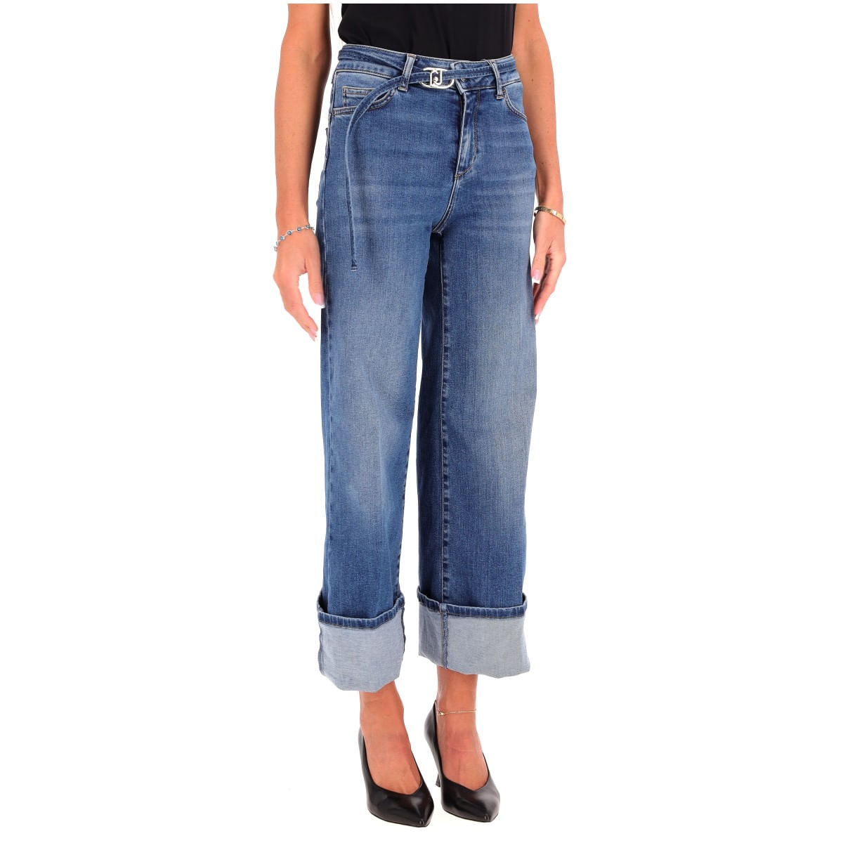 Liu-Jo - Cropped Bottom Up Jeans with Turn-Up on Arteni.it