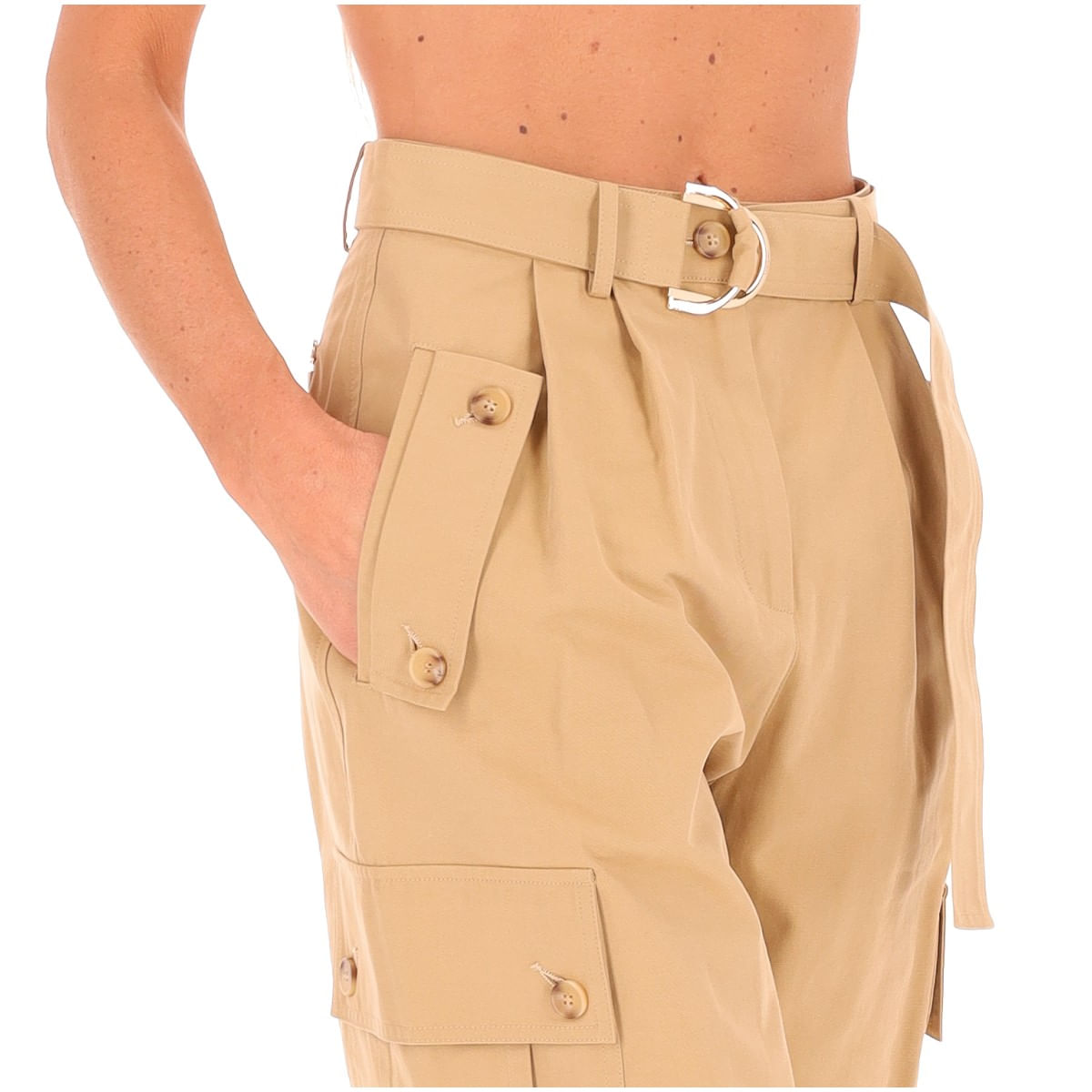 LIU-JO - Pantalone cargo beige con cintura su arteni.it