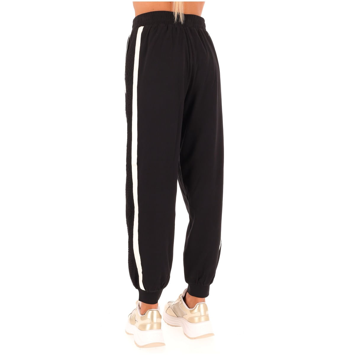 Liu-Jo - Solid-color joggers with lace on Arteni.it.