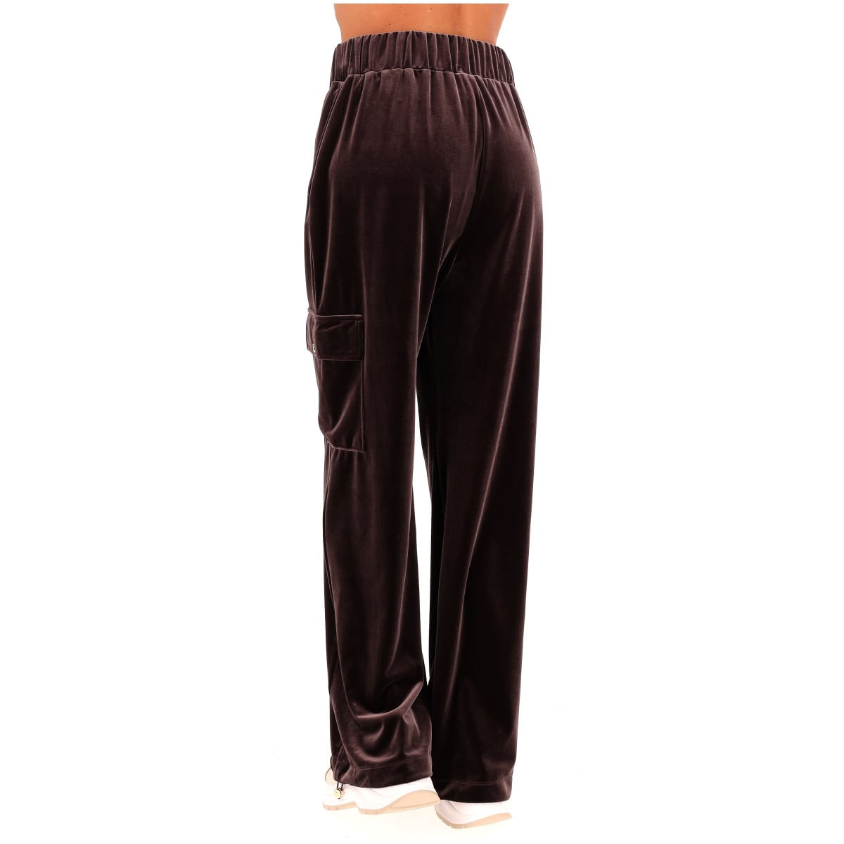 LIU-JO - Brown velvet cargo trousers on arteni.it