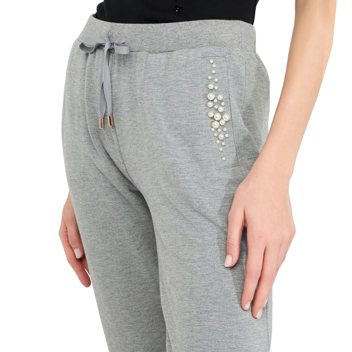 Liu-Jo - Pantalone jogger con coulisse e perle su Arteni.it