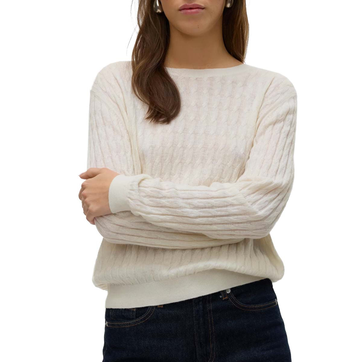 Vero Moda - White Flo braided sweater on Arteni.it